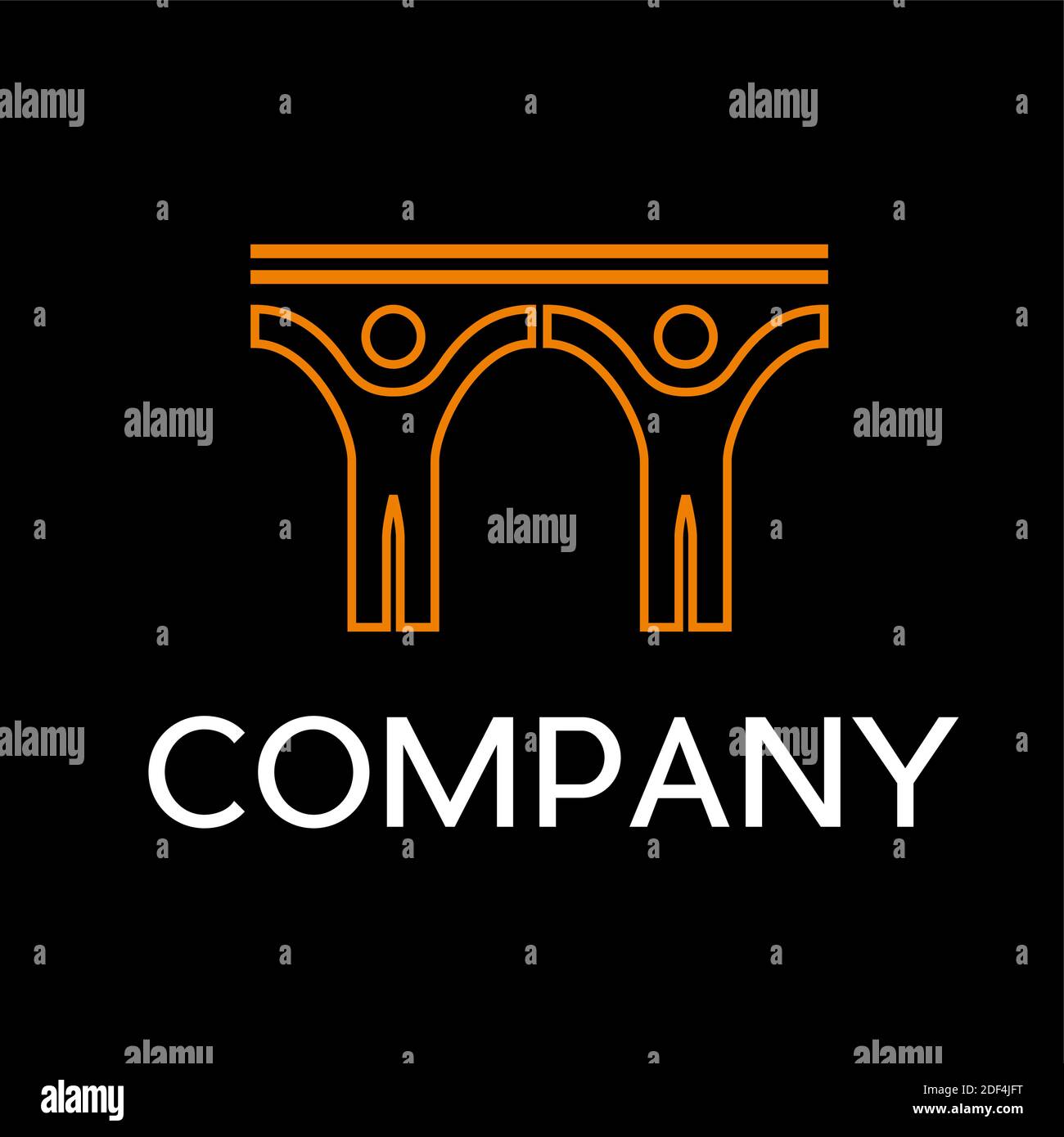 Vector abstract human bridge, teamwork concept on black background ...