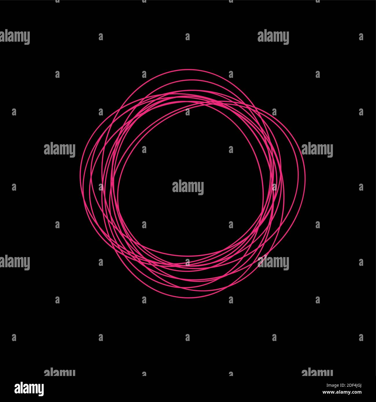 Vector pink rings in linear style on black background Stock Vector ...