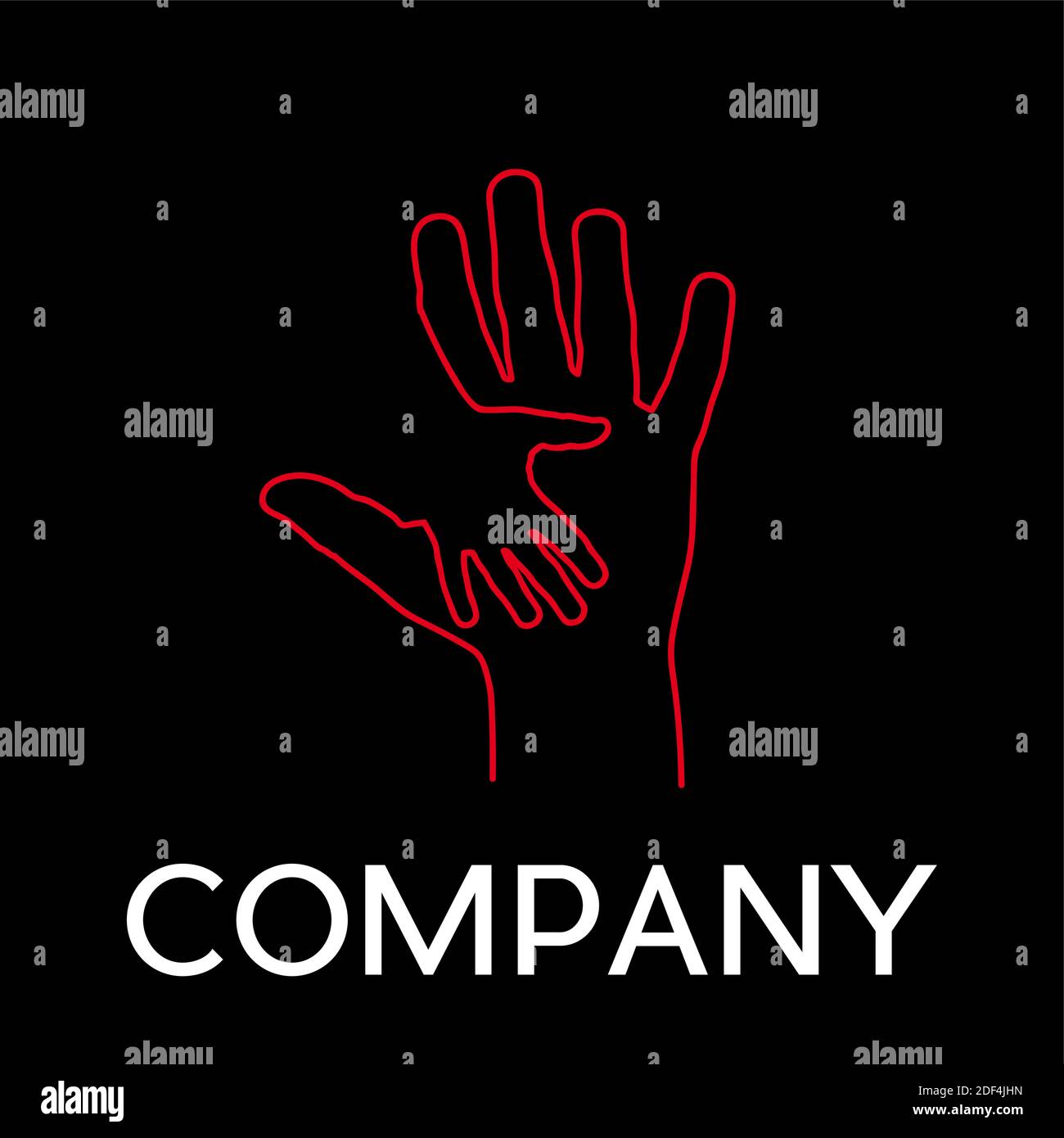 Vector sign abstract two hands, help and solidarity, in linear style on ...