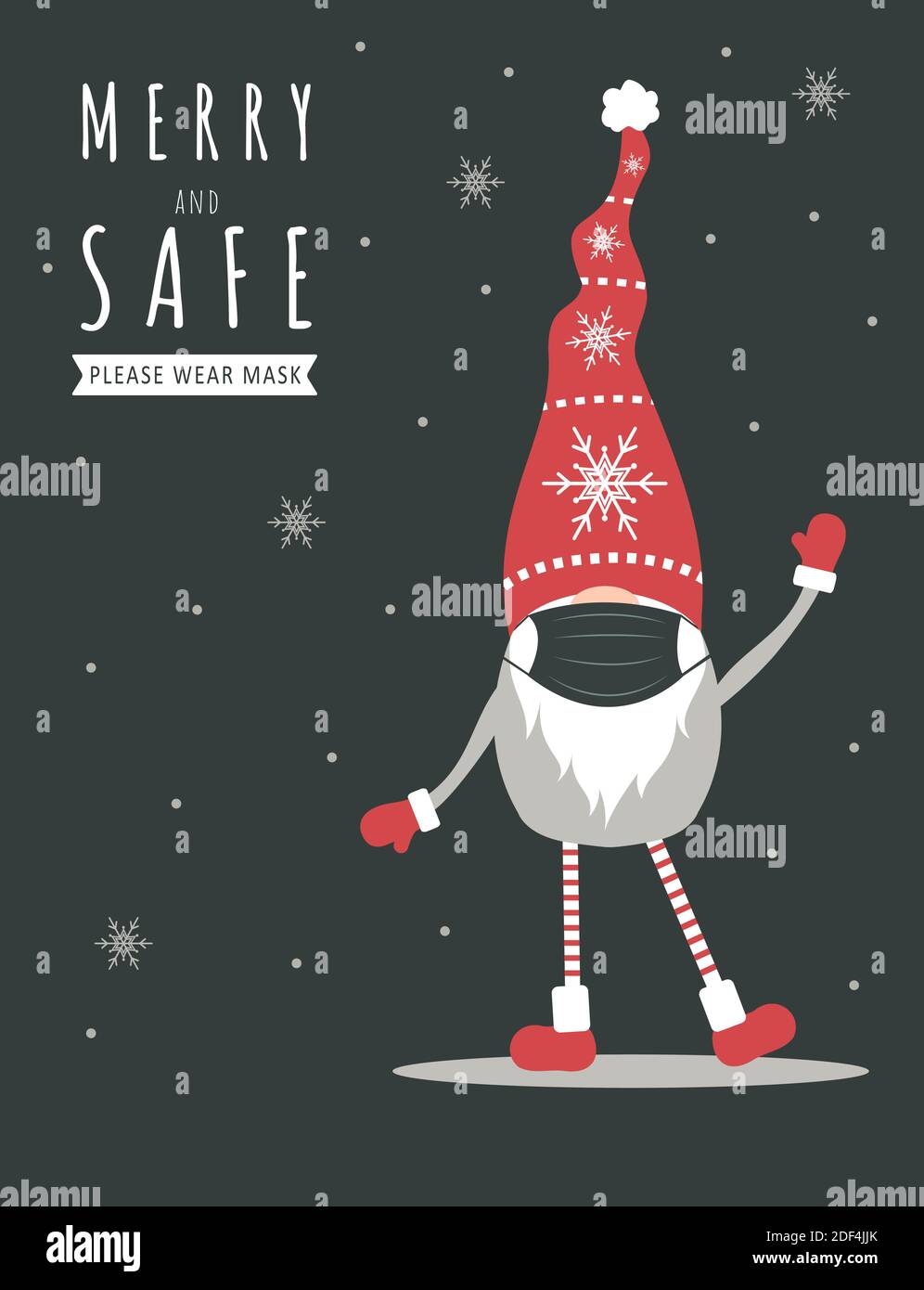 Christmas gnome wearing a protective face mask against coronavirus ...