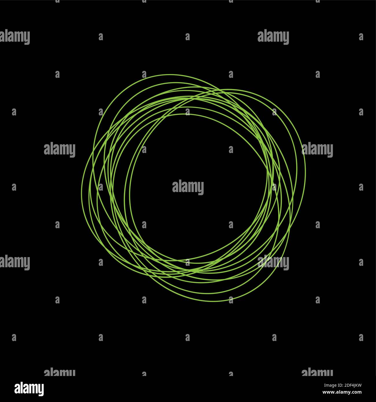 Vector green rings in linear style on black background Stock Vector ...