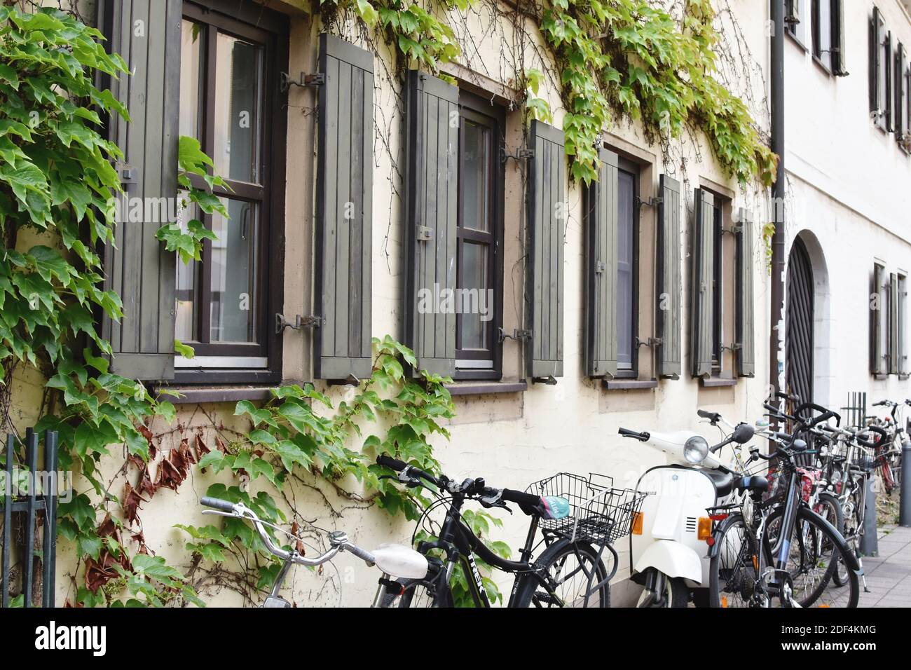 Traditional German old architecture house with black windows Stock ...