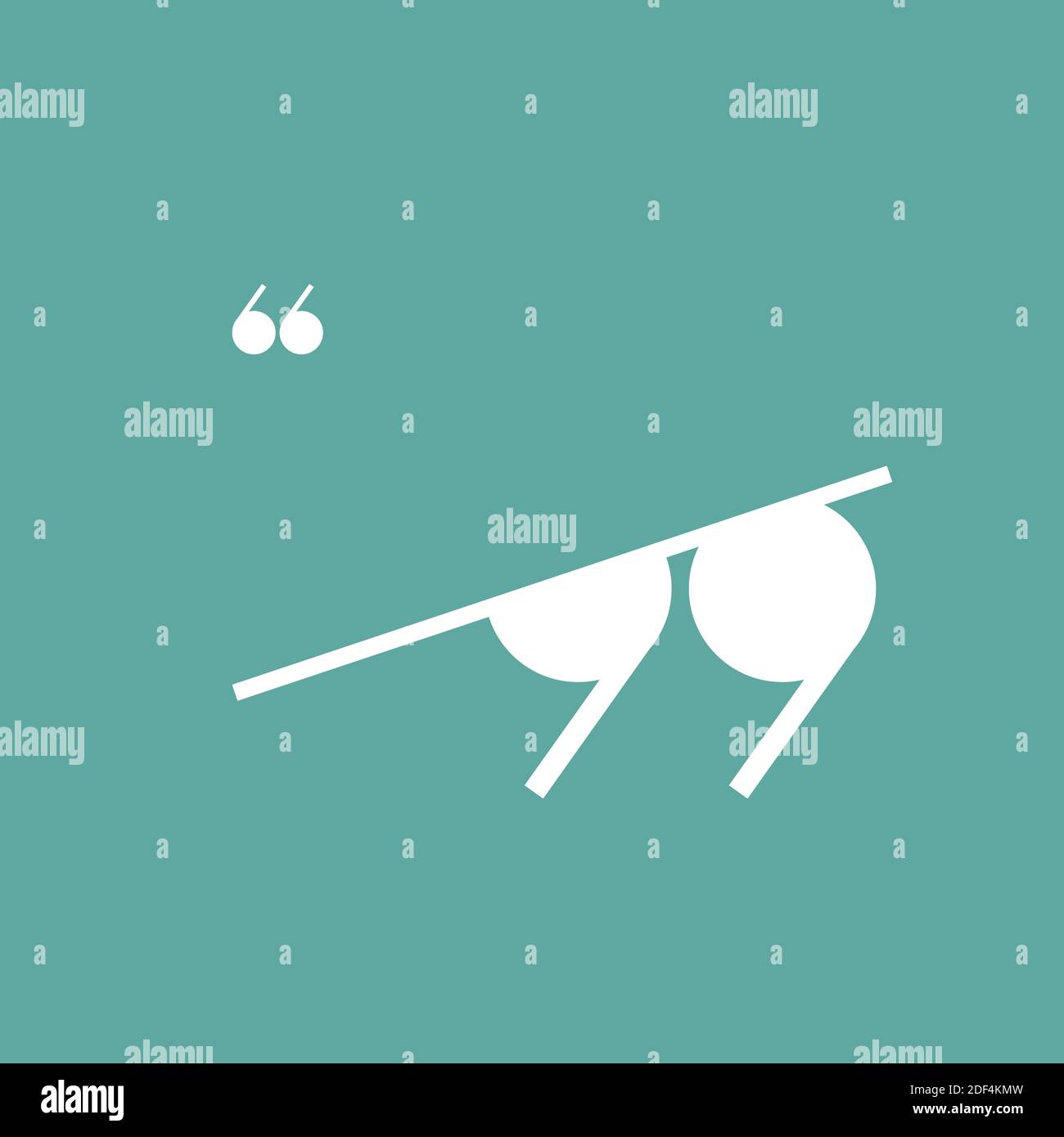 white quote marks isolated on blue background. Flat reading icon ...