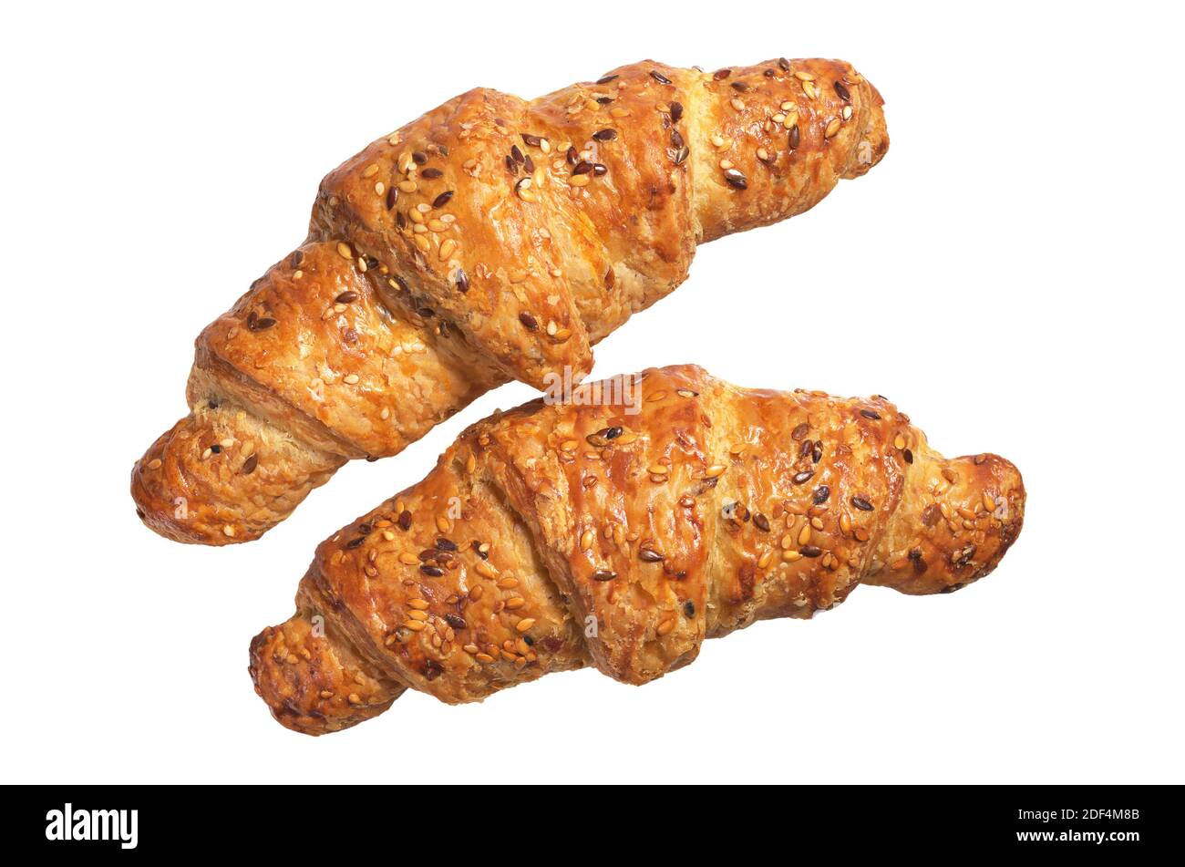 Two croissants with sesame seeds isolated on white background Stock ...