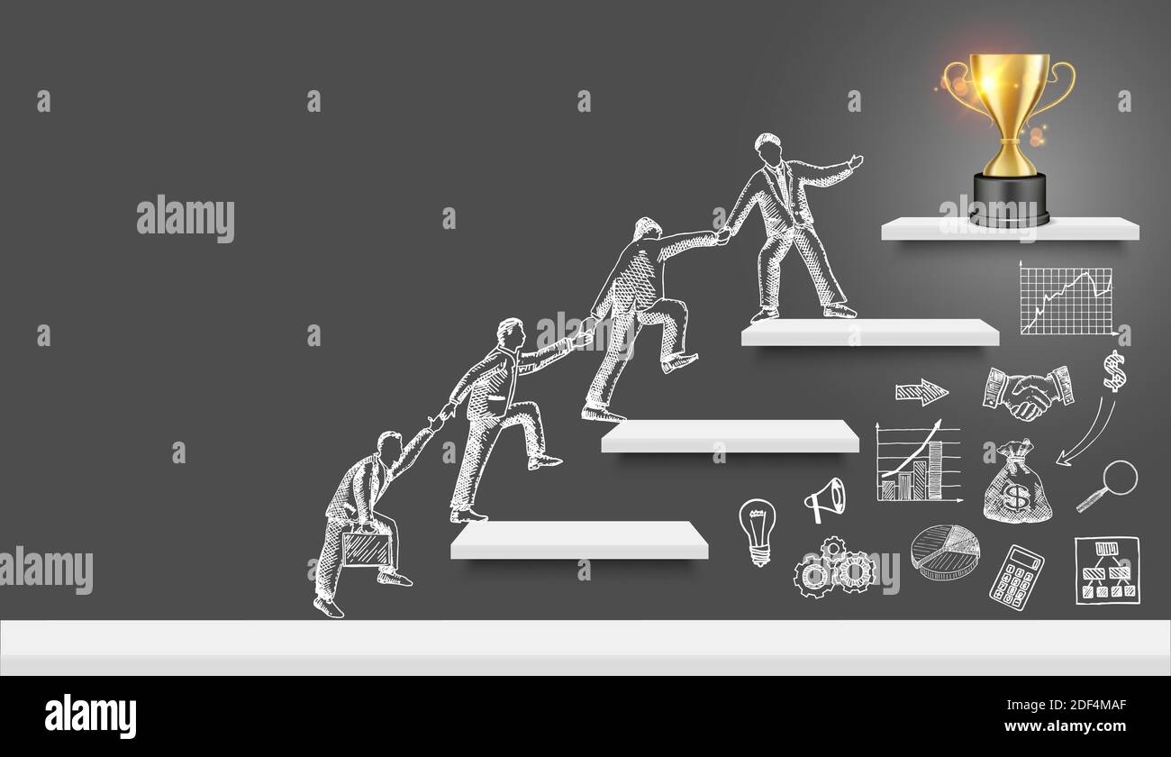 Teamwork stairs growth Stock Vector Images - Alamy