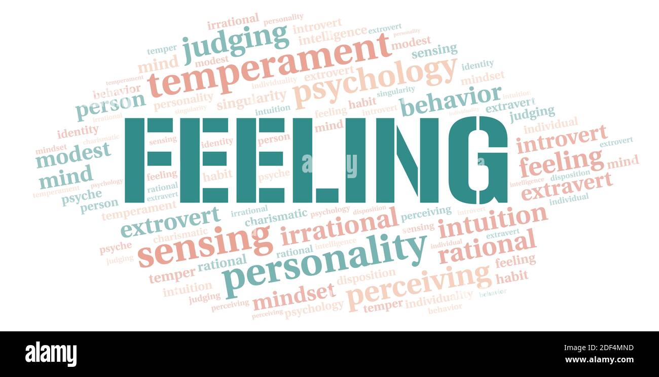 Feeling typography word cloud create with text only Stock Photo - Alamy