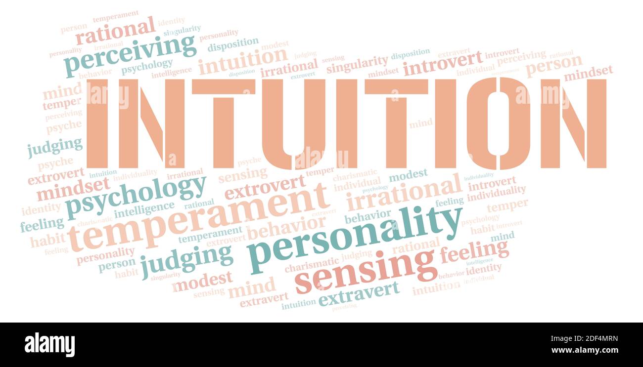 Intuition typography word cloud create with text only Stock Photo - Alamy