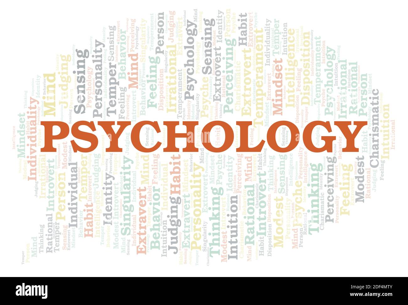 Psychology typography word cloud create with text only Stock Photo - Alamy