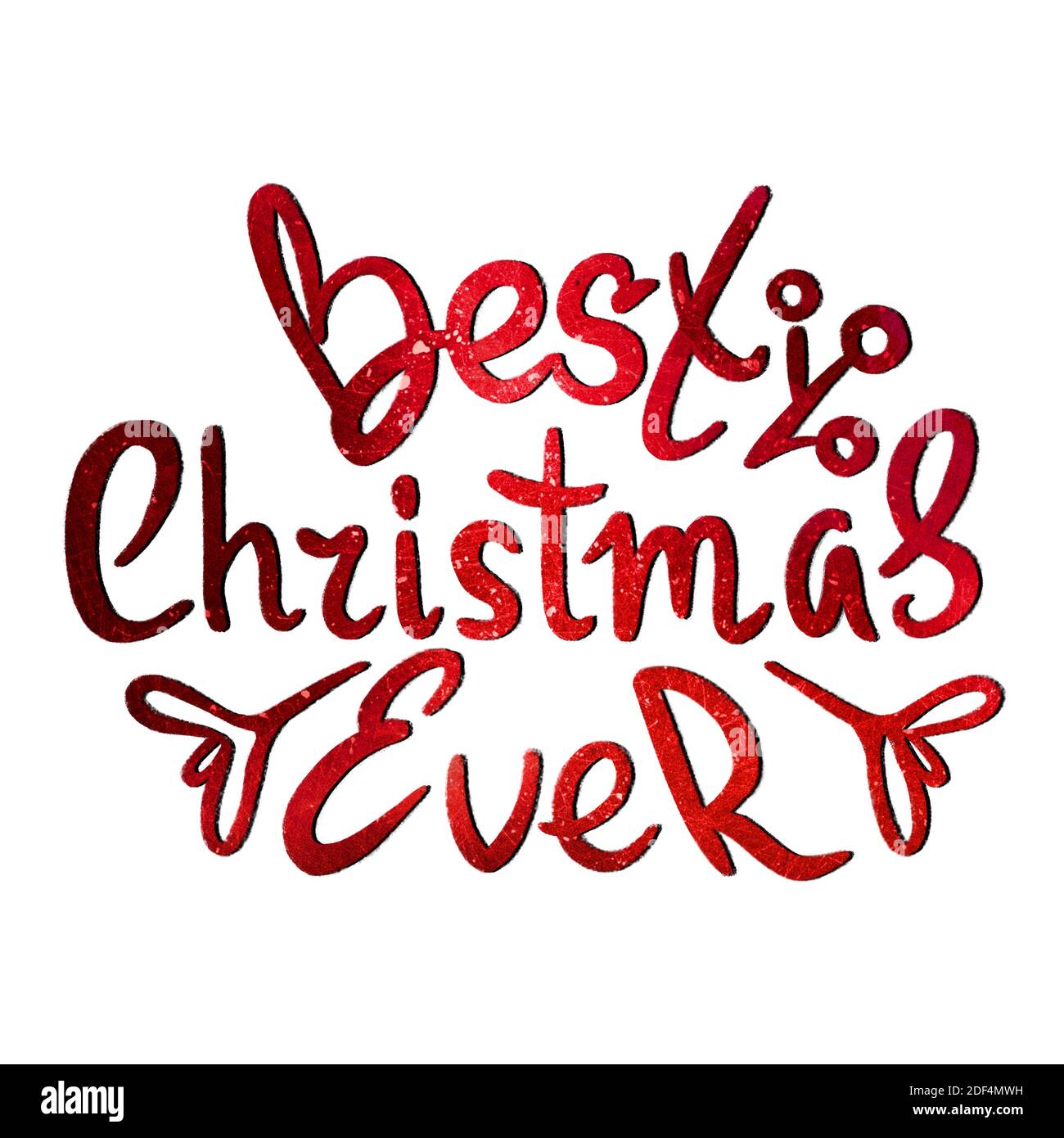 Best Christmas Ever greeting card. Brush hand lettering. Typography ...
