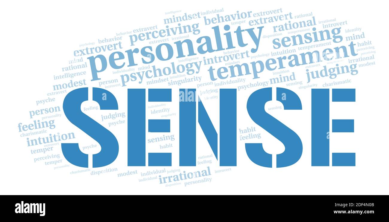 Sense typography word cloud create with text only Stock Photo - Alamy