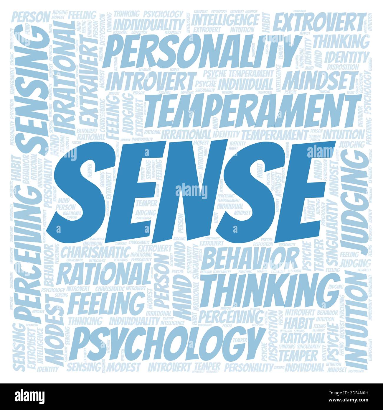 Sense typography word cloud create with text only Stock Photo - Alamy