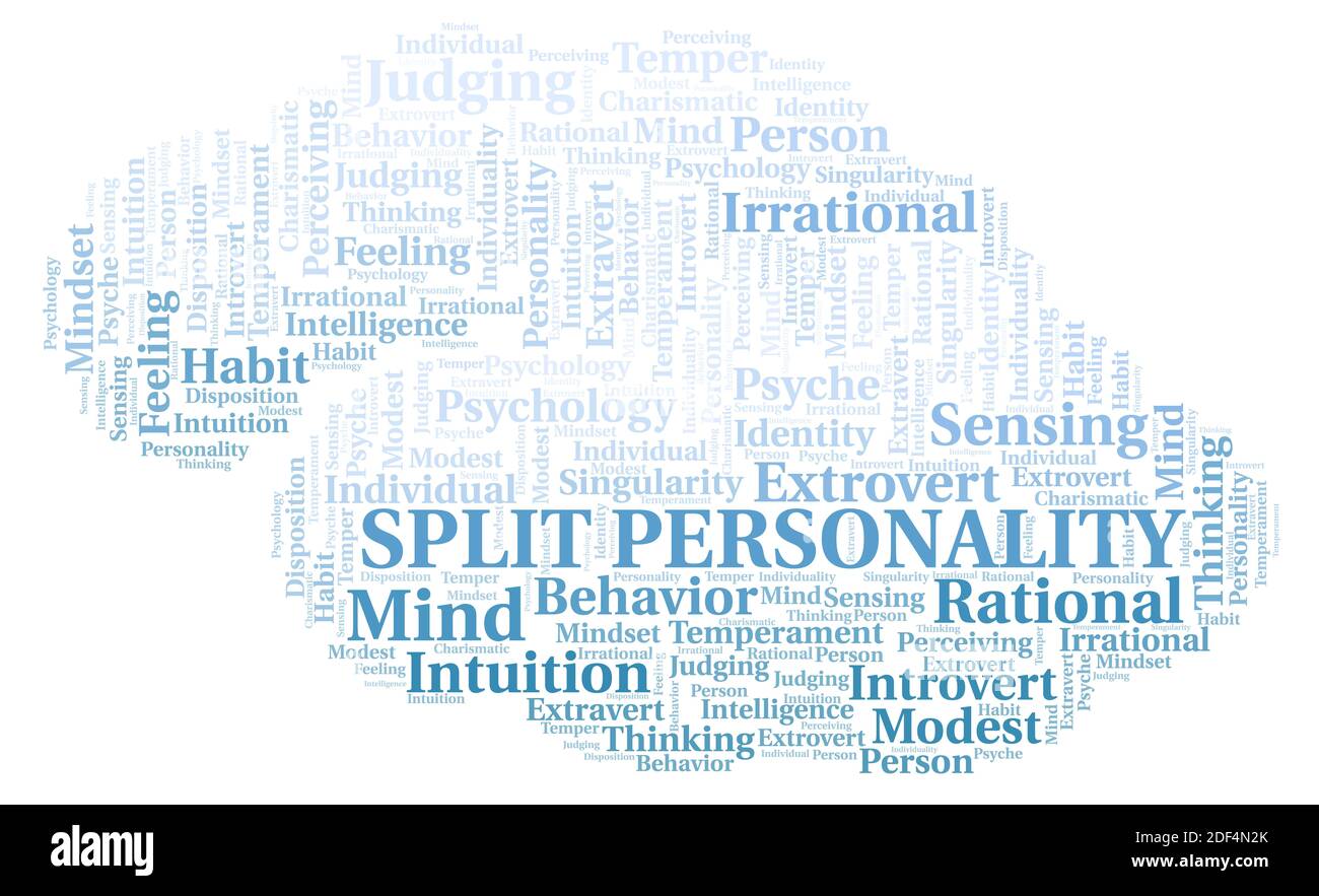 Split Personality typography word cloud create with text only Stock ...