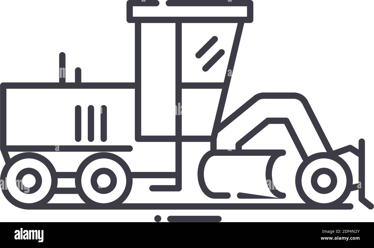 Motor grader icon, linear isolated illustration, thin line vector, web ...