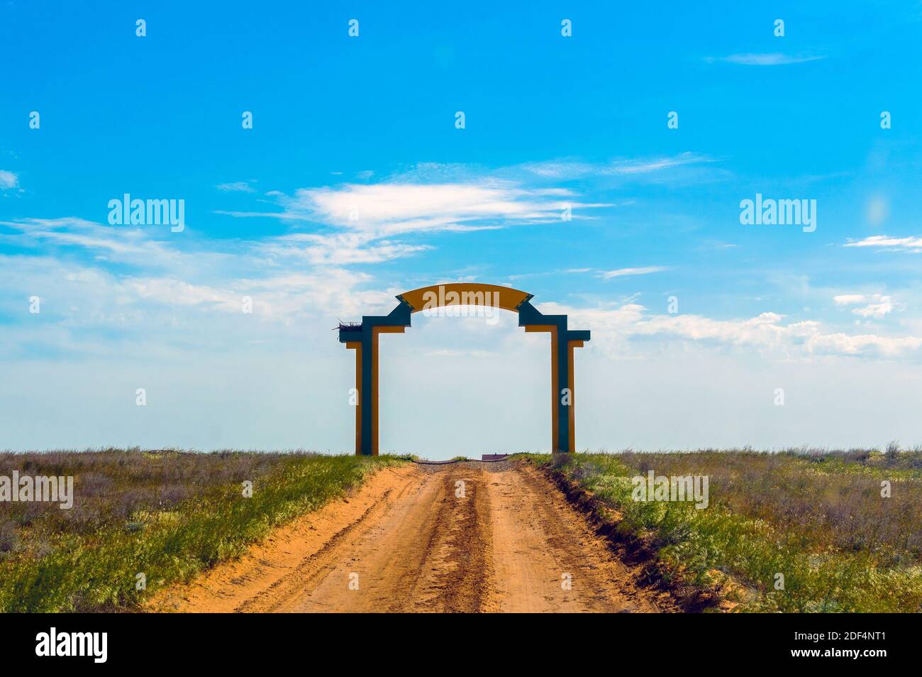 Arch over the road in the steppe. National decoration Stock Photo - Alamy