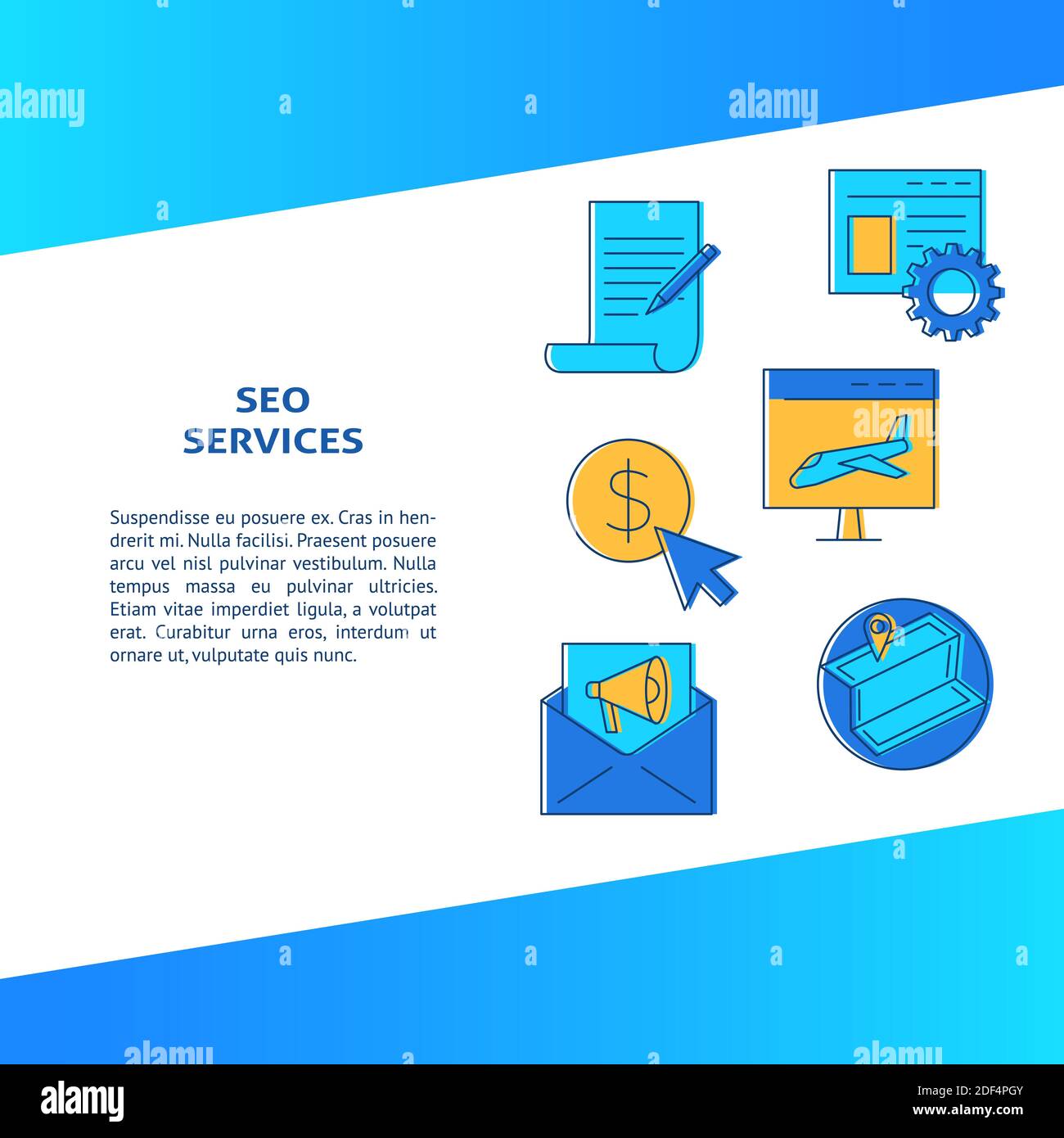 SEO services banner in line style with place for text. Poster with ...