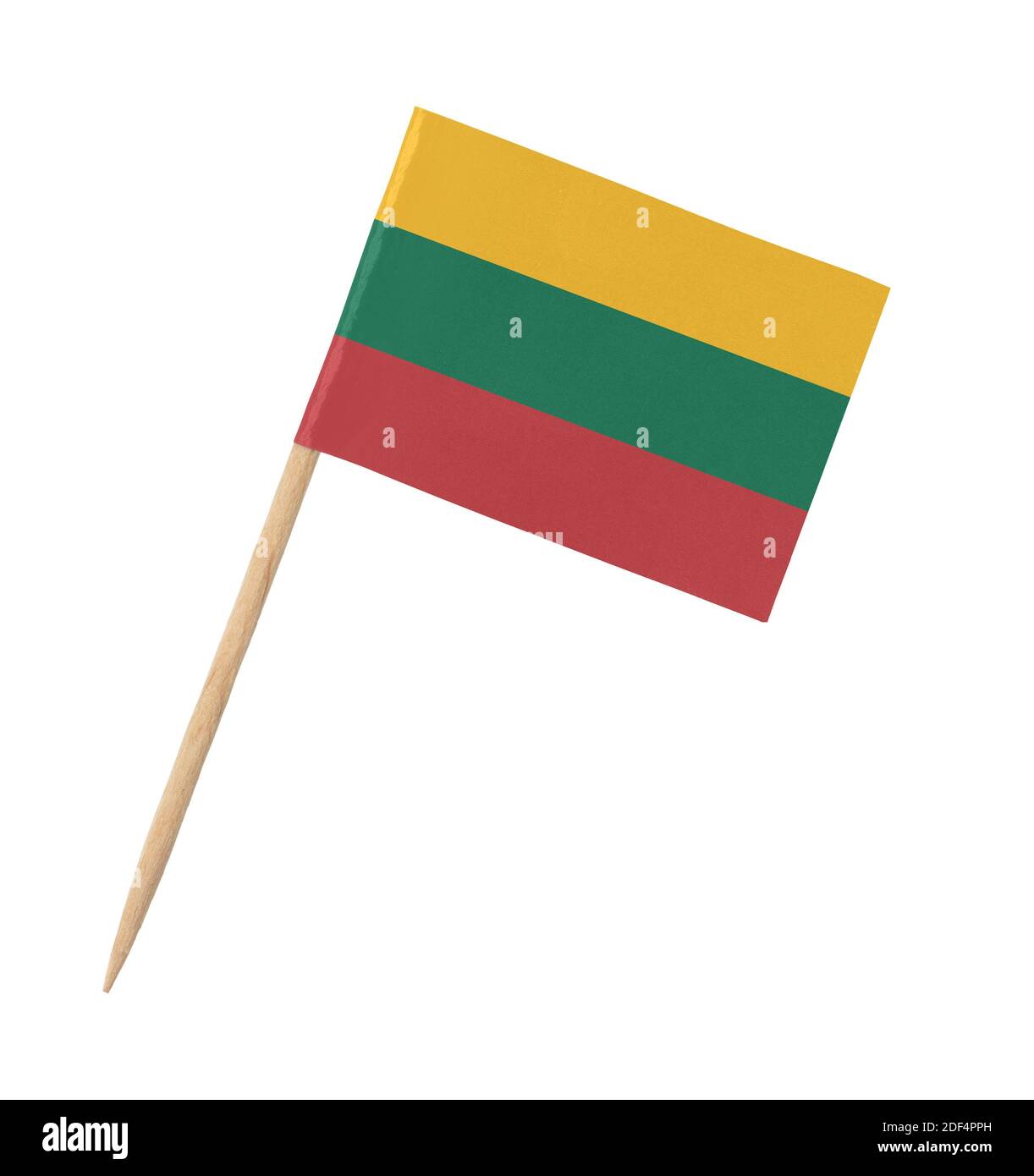 Small paper flag of Lithuania on wooden stick, isolated on white Stock ...
