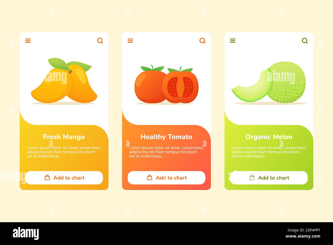 Fruits fresh mango healthy tomato organic melon on boarding campaign ...