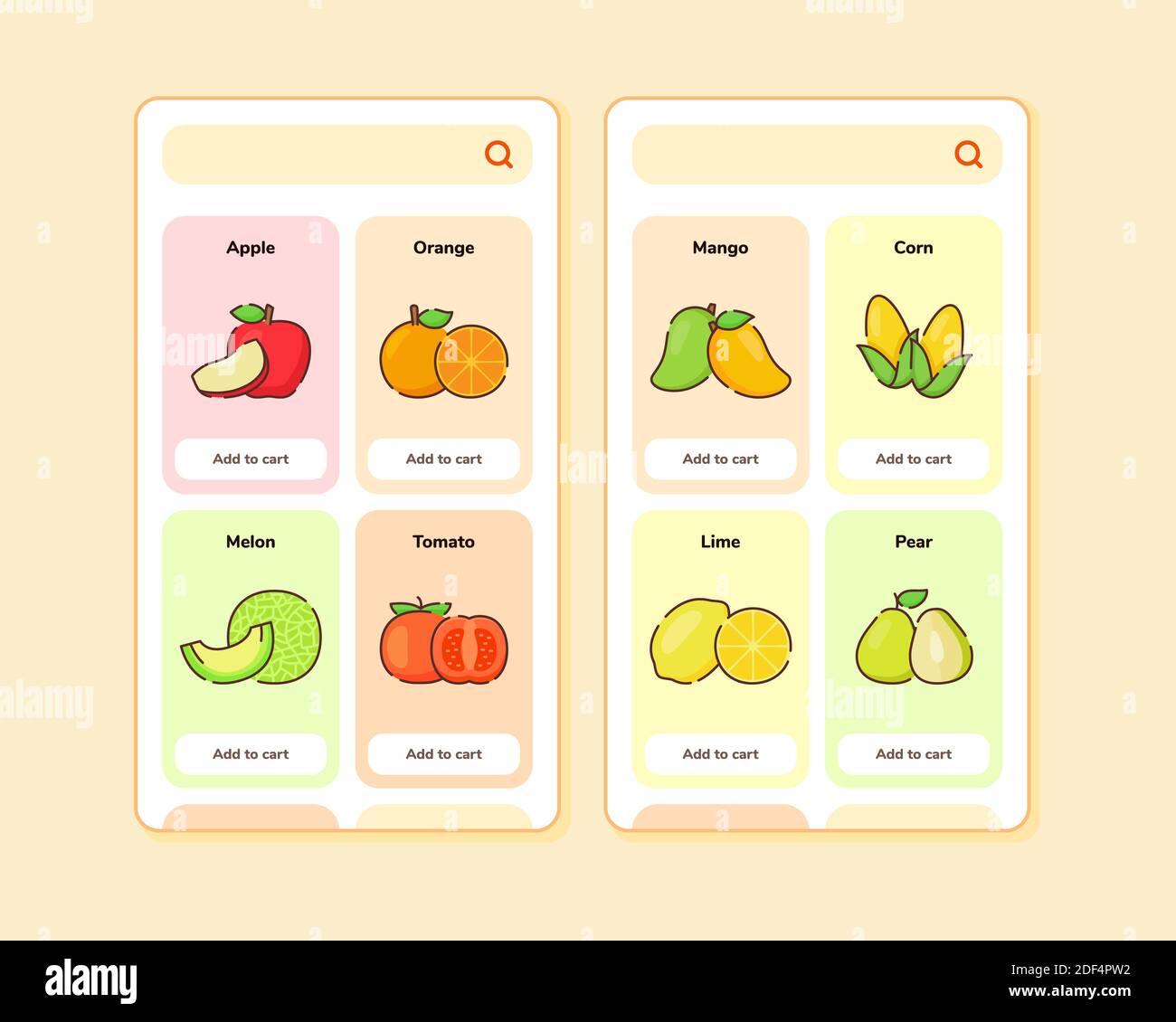 fruit store ui or ux design for mobile apps template screen design with ...