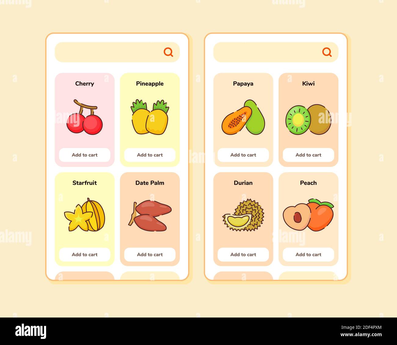 fruit store ui or ux design for mobile apps template screen design with ...