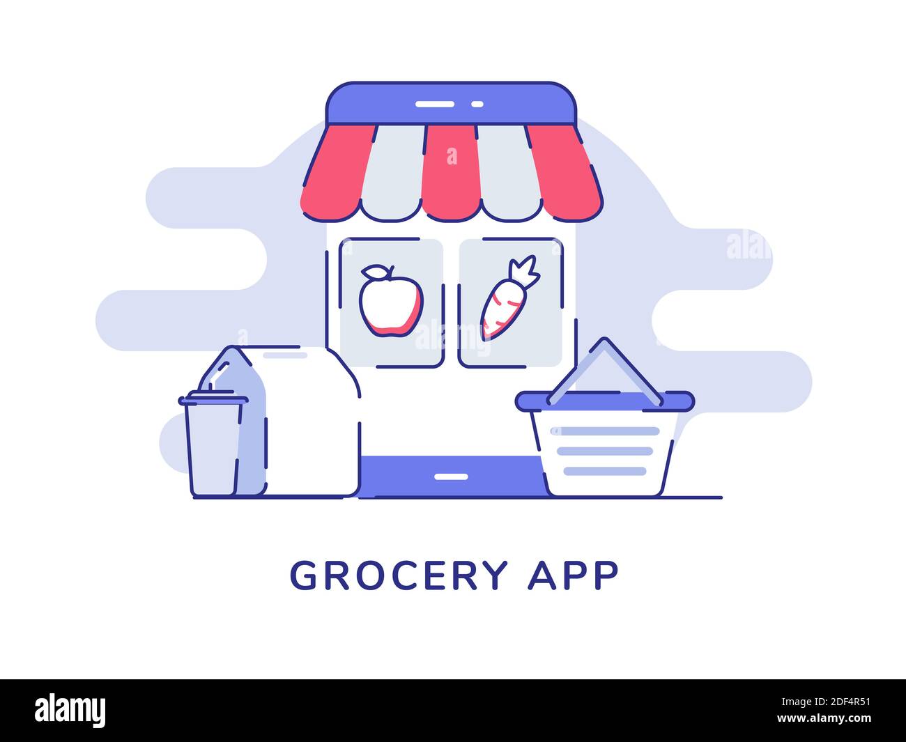 Grocery app concept apple carrot in display smartphone screen e ...