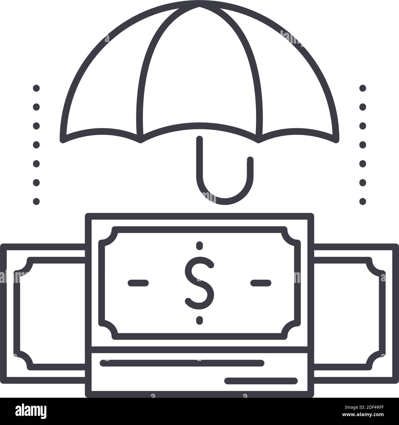 Money protection concept icon, linear isolated illustration, thin line ...