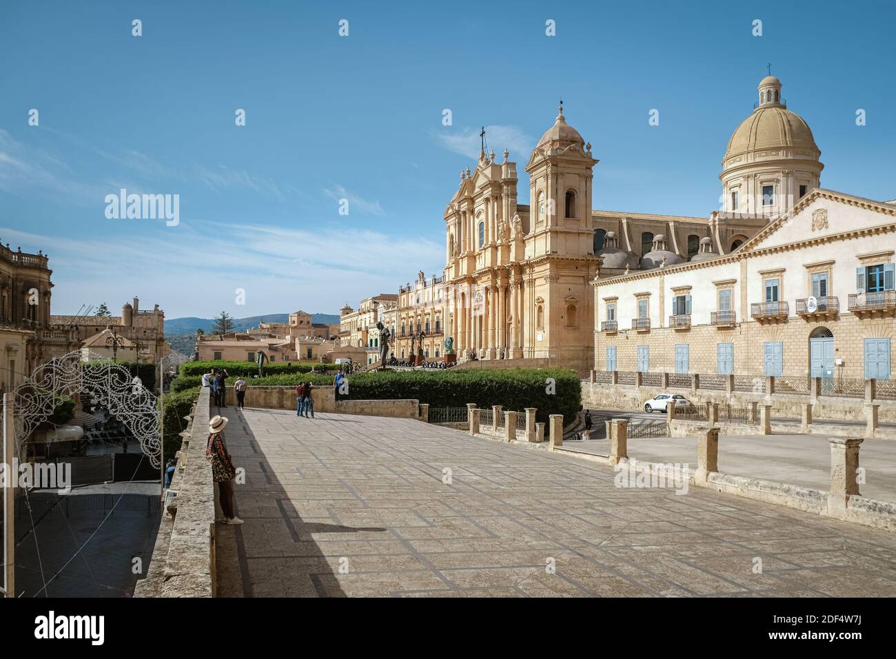 Sicily Italy, view of Noto old town and Noto Cathedral, Sicily, Italy ...
