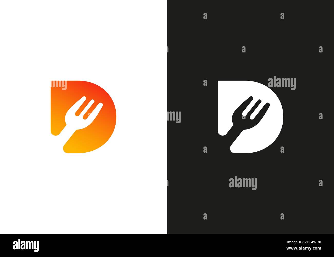 Restaurant Logo Template On Letter D. Letter D Restaurant Logo Sign ...