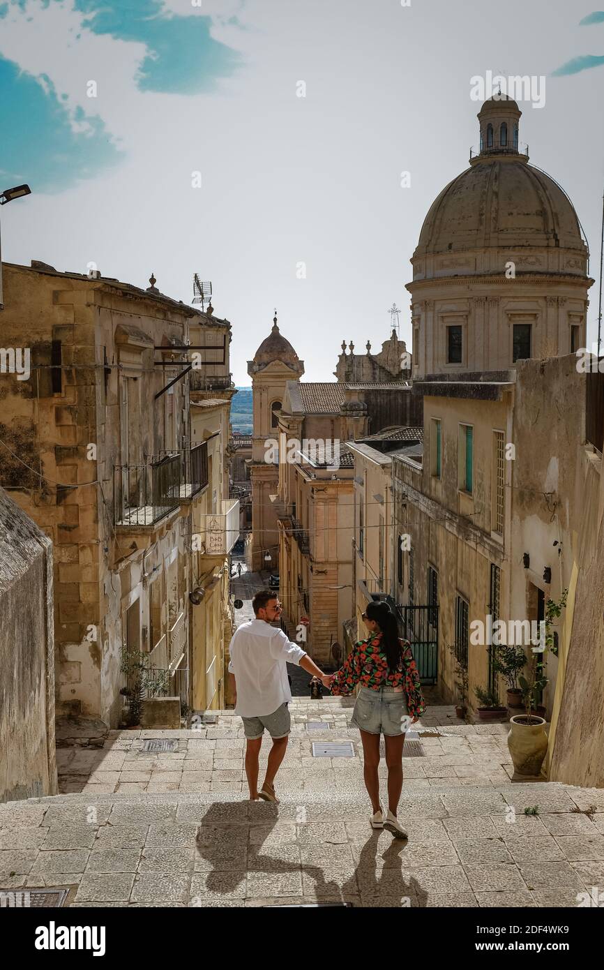 Sicily Italy, view of Noto old town and Noto Cathedral, Sicily, Italy ...