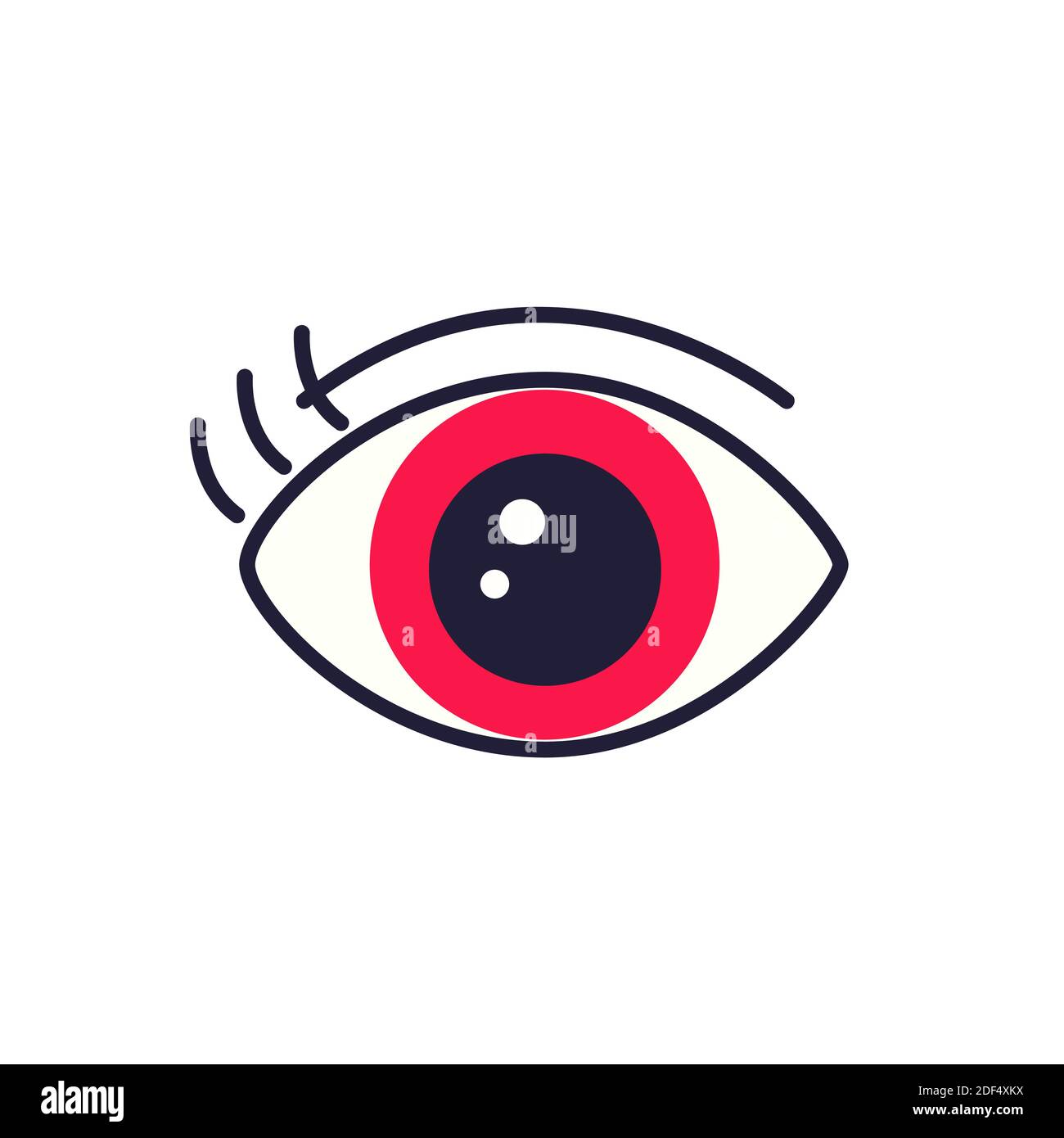 Red human eye on white background. Trendy flat style for graphic design ...
