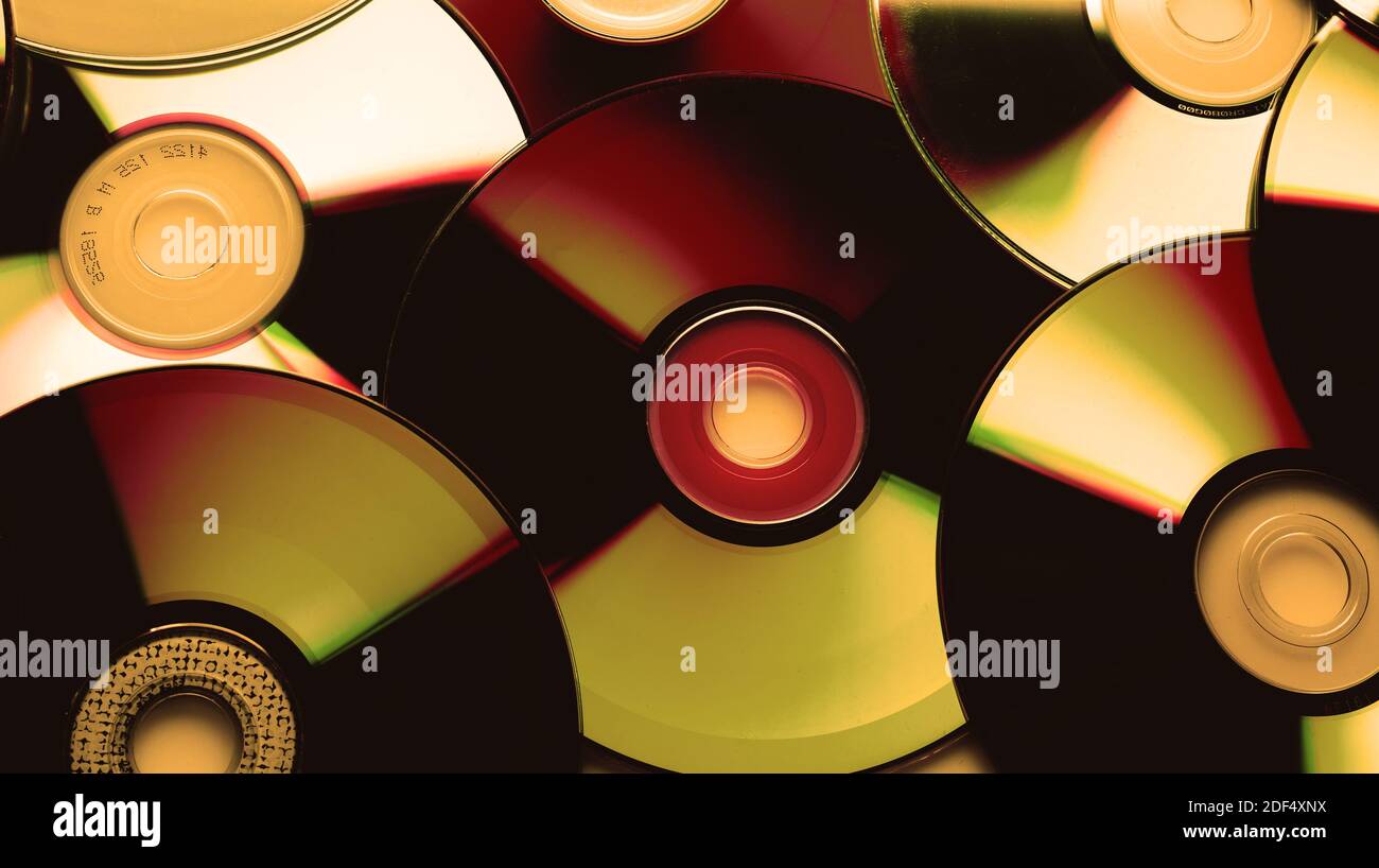 Сd disc background. Compact disk collection decoration Stock Photo - Alamy