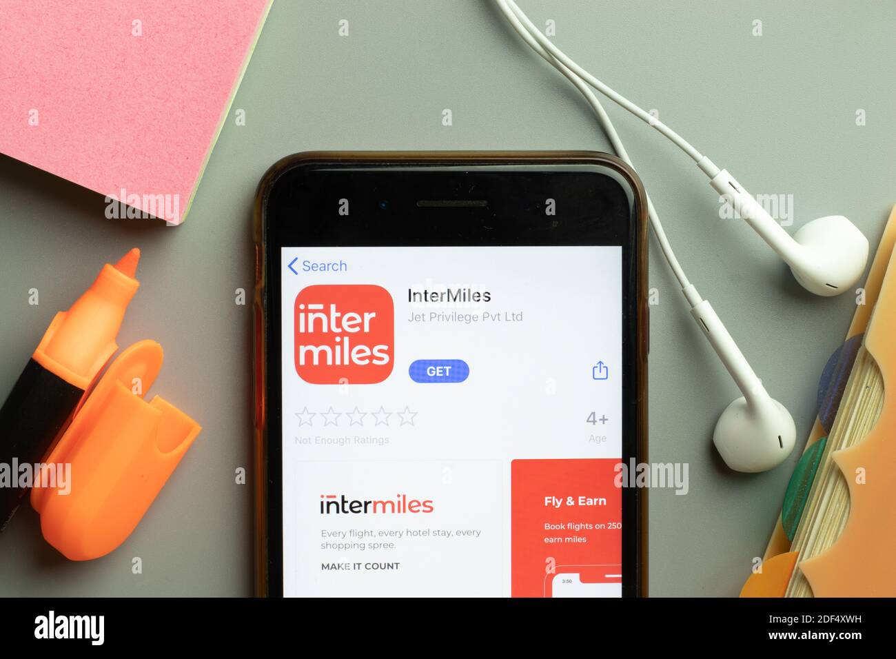 New York, USA - 1 December 2020: InterMiles mobile app icon on phone ...