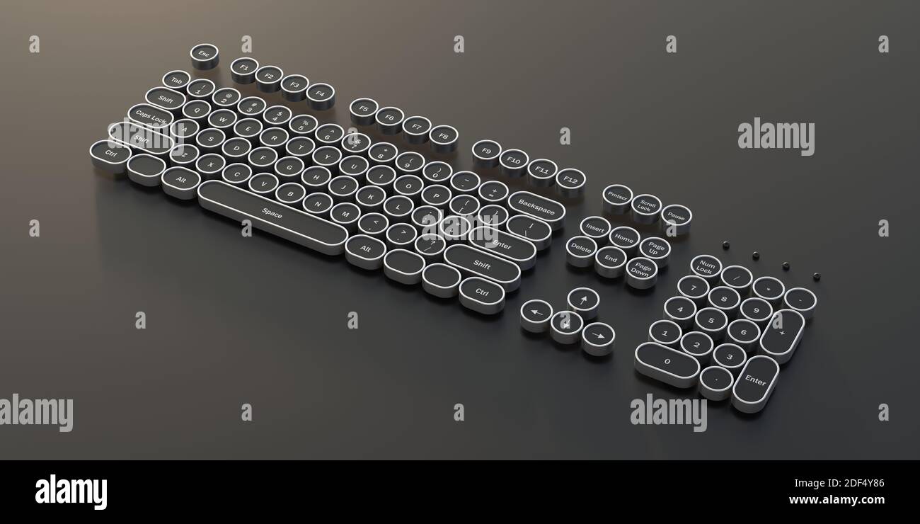 Computer keyboard steampunk style. Keypad round black buttons with ...