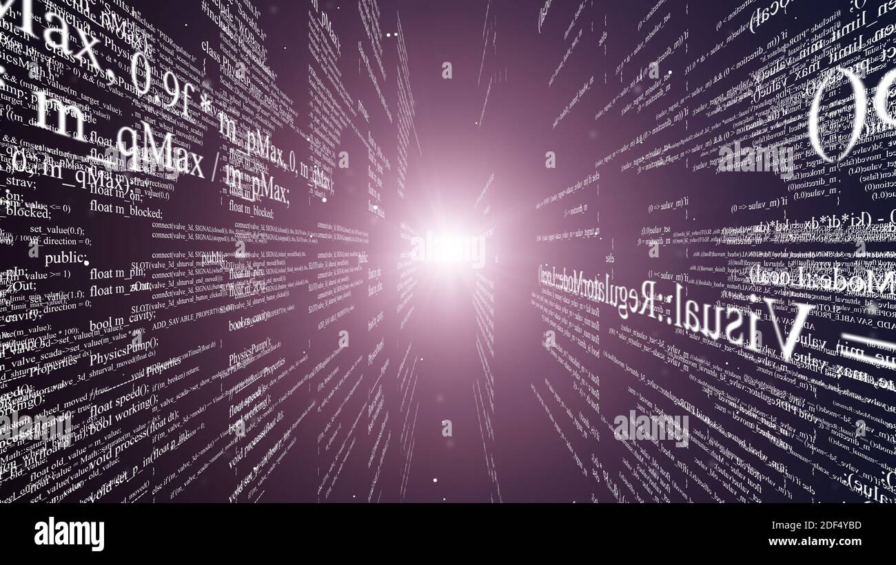 Abstract digital program code in blocks on a black background Stock ...