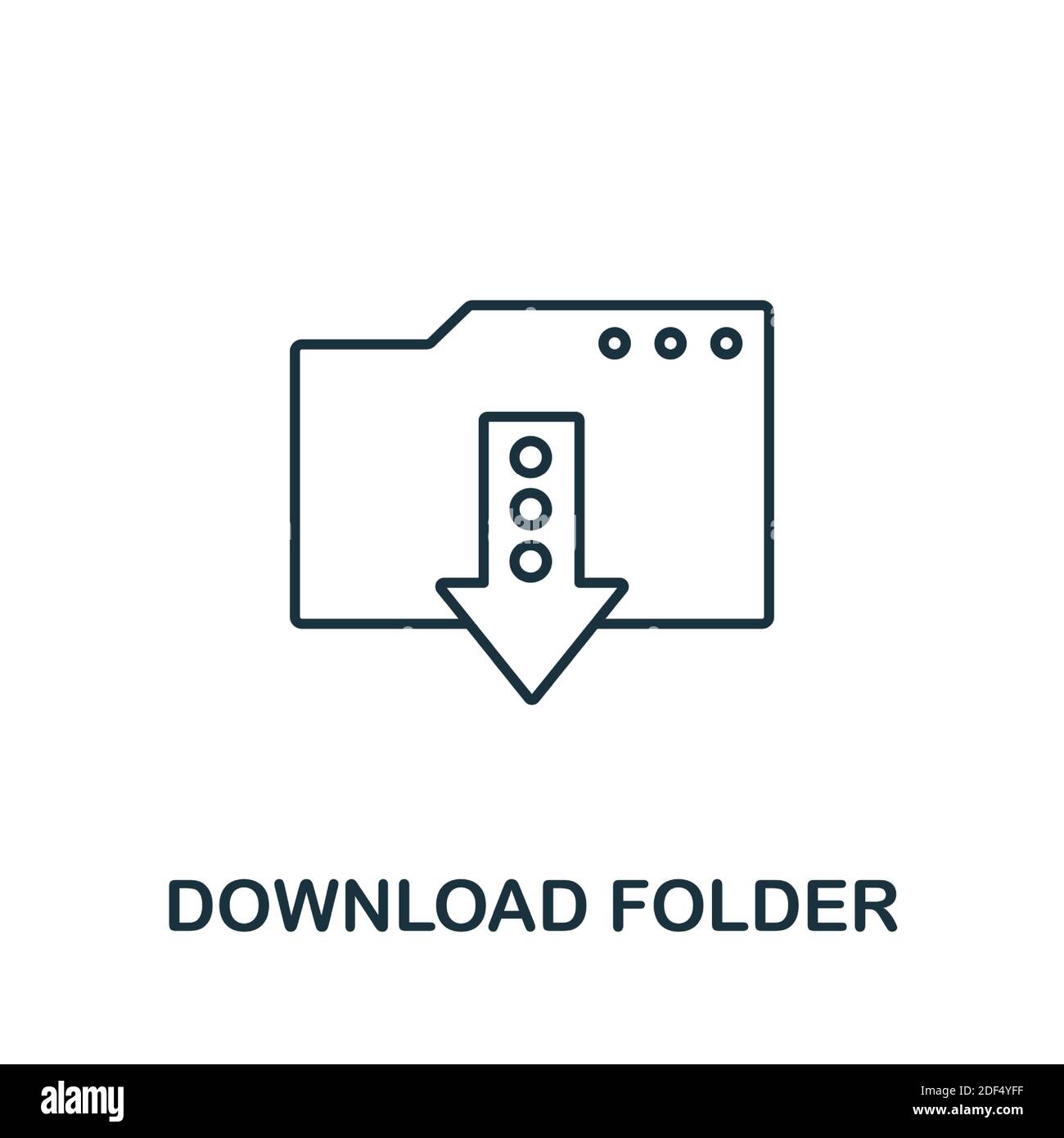 Download Folder icon. Line style element from data organization collection. Thin Download Folder ...