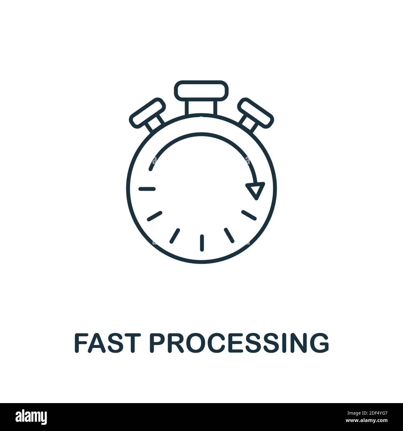 Fast Processing icon. Line style element from data organization collection. Thin Fast Processing ...