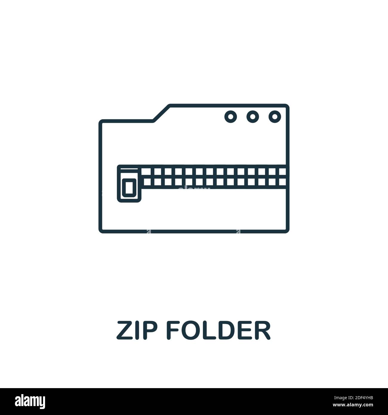 Zip Folder icon. Line style element from data organization collection ... Zip Folder icon. Line style element from data organization collection ...