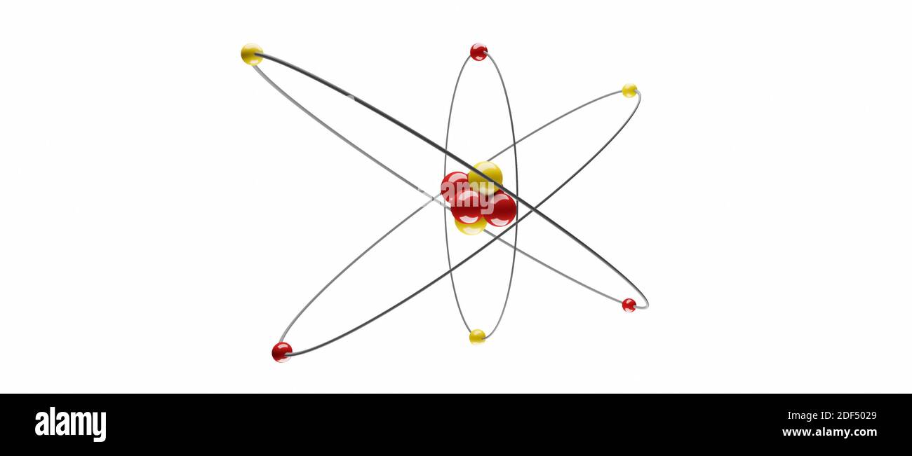 3D model of an atom with nucleus, electrons, protons and neutrons ...