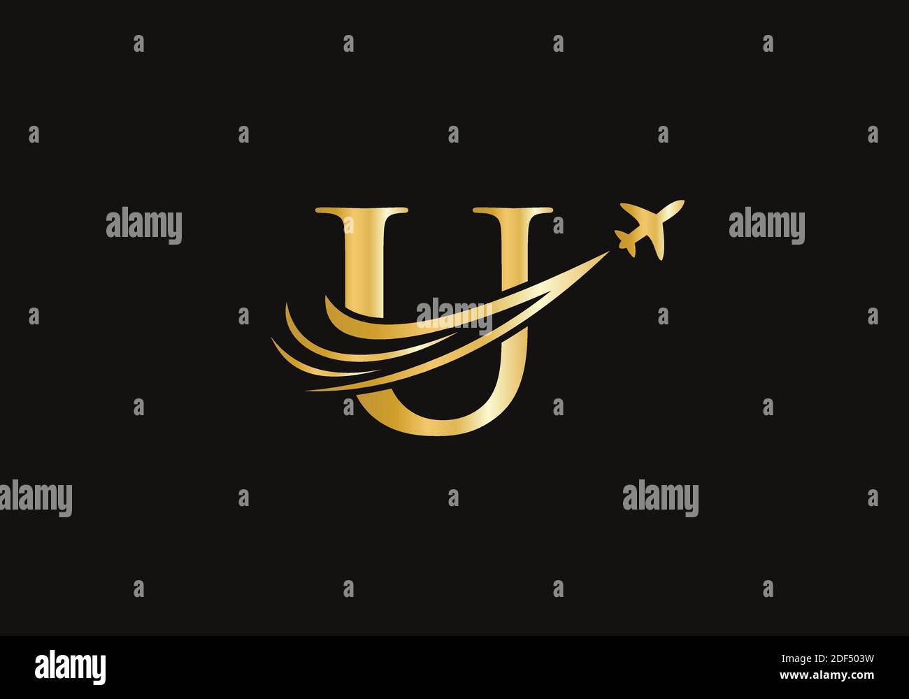 Air Travel Logo Design with U letter. U letter Concept air plane and ...