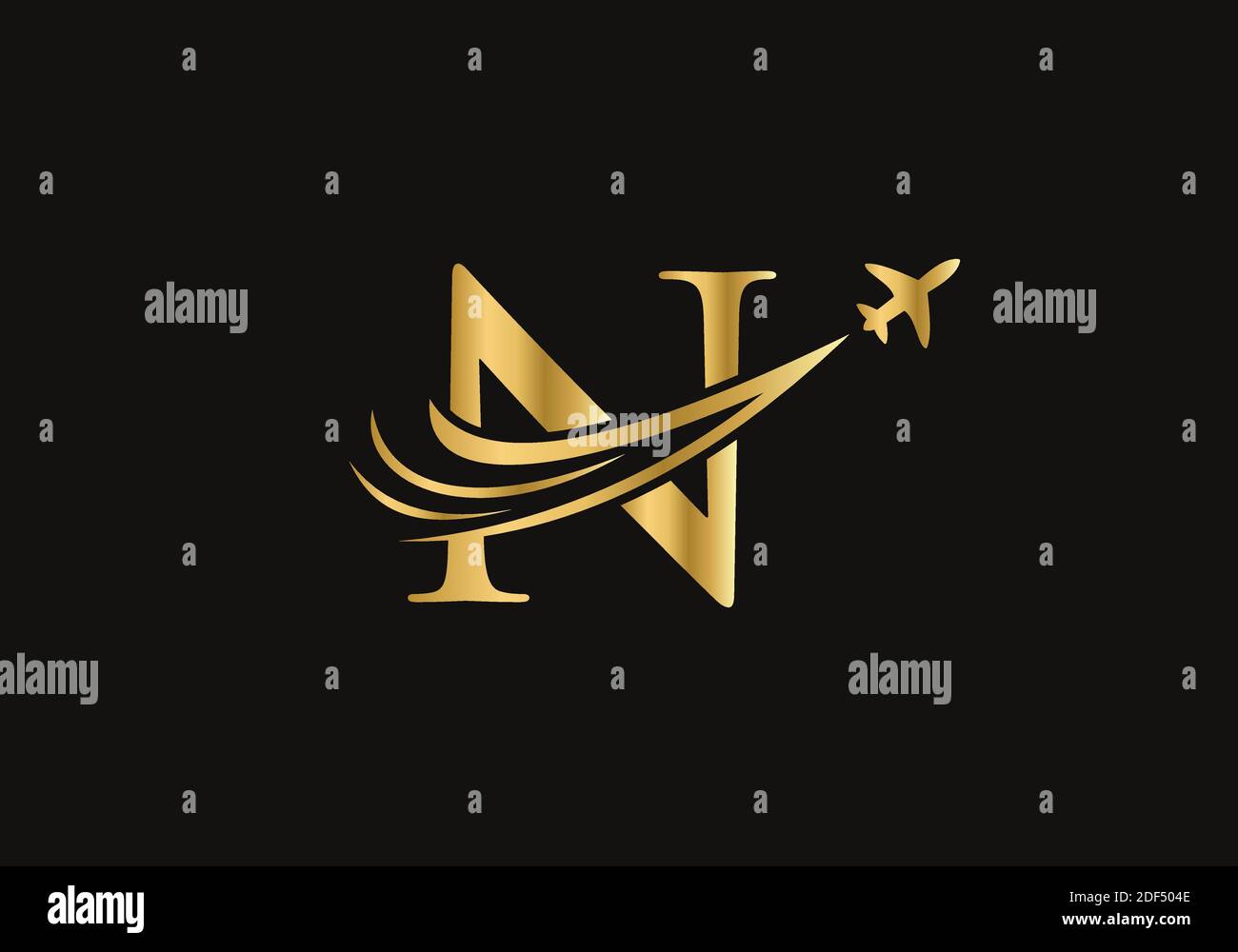 N letter Concept air plane and travel logo. Travel logo design Stock ...