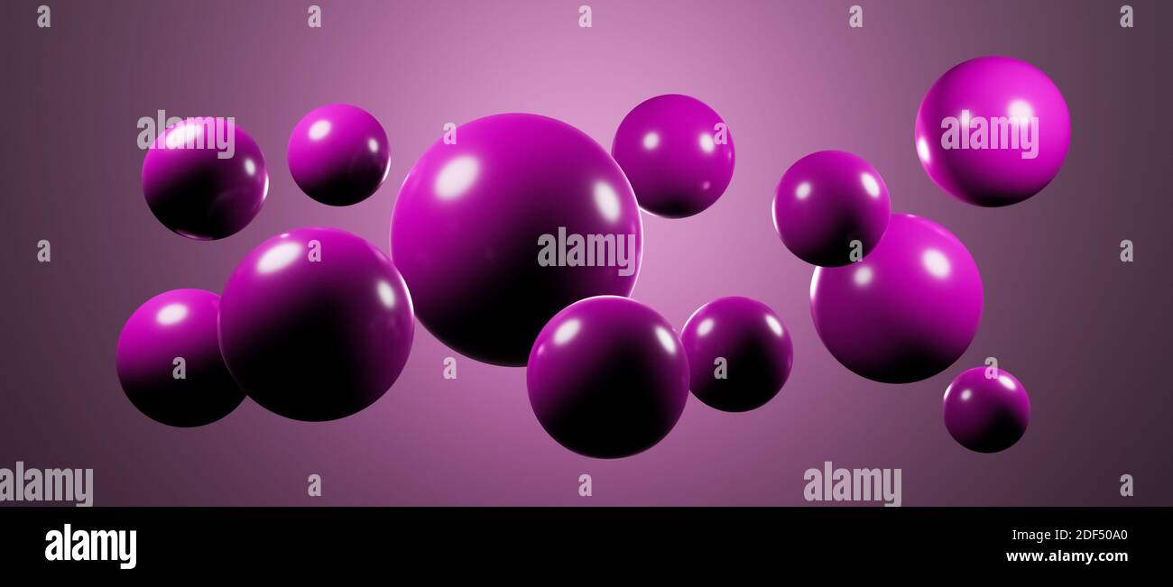 Abstract floating hovering round spheres, globes or balls, cgi render ...