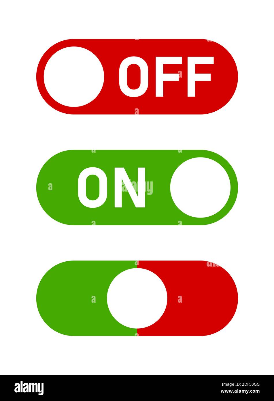 On Off Switch Button or Slider Icon Set. Vector Image Stock Vector Image & Art - Alamy