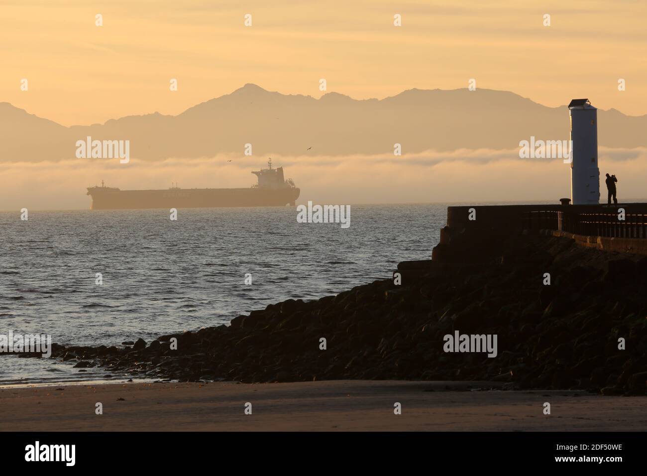 Bulk carriers tankers anchored in Ayr Bay, Firth of Clyde, Ayrshire ...