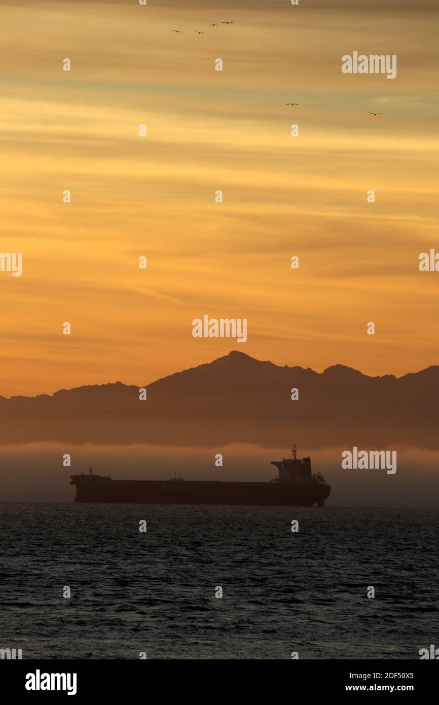 Bulk carriers tankers anchored in Ayr Bay, Firth of Clyde, Ayrshire ...