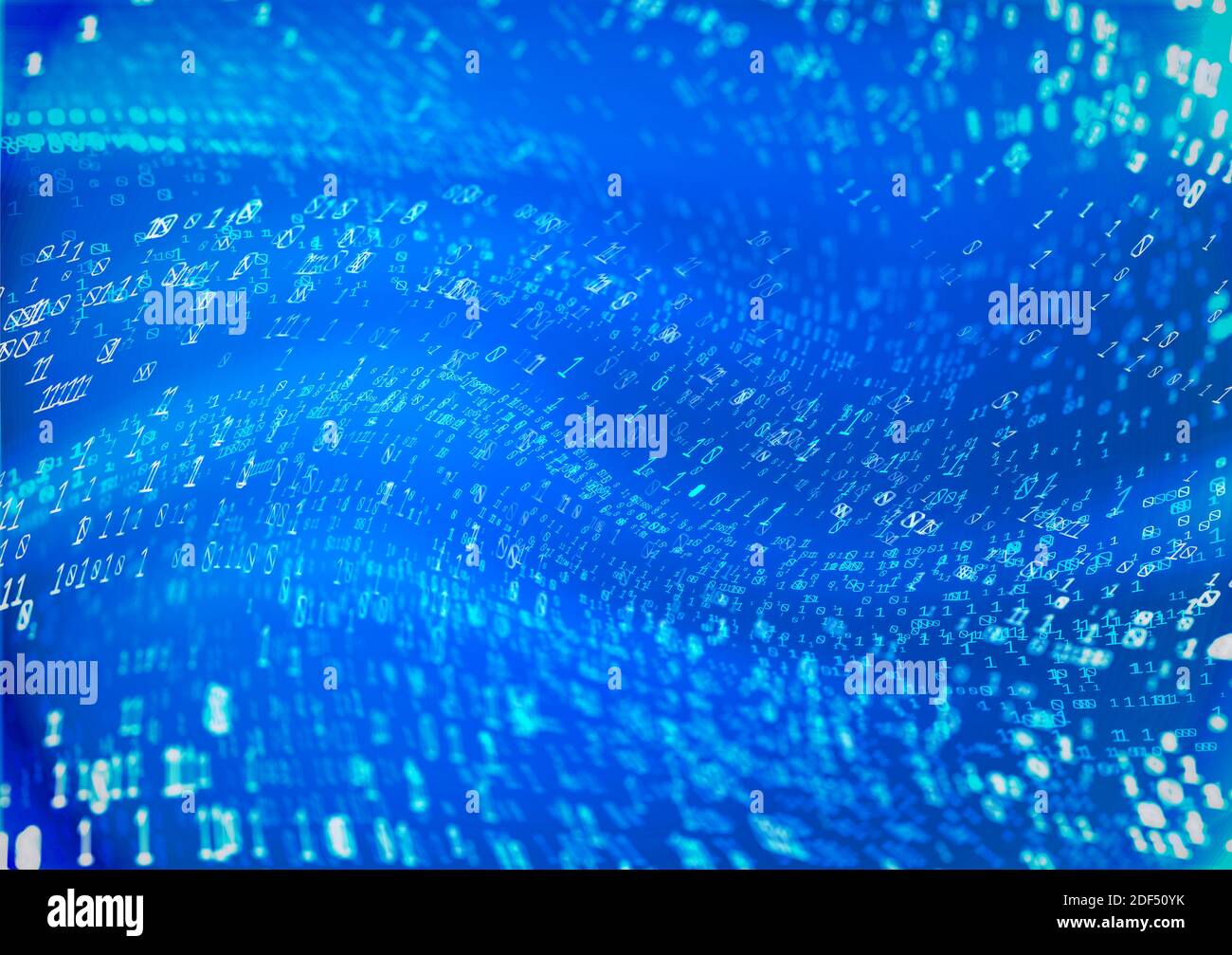 Digital binary code waves. Abstract technology background with flowing data. Big data structure ...