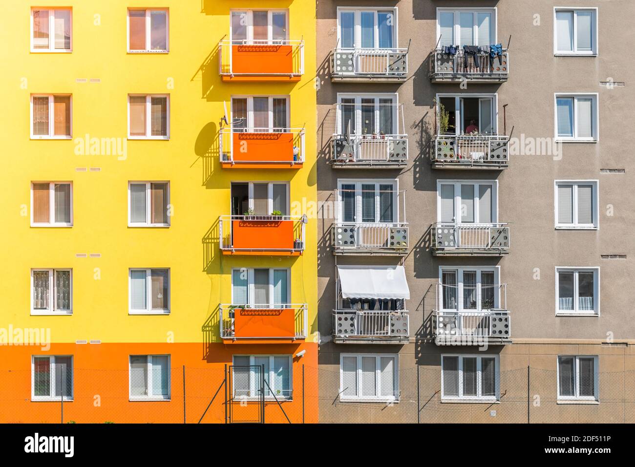 Facades before and after renovation. Comparison of old and new facade ...