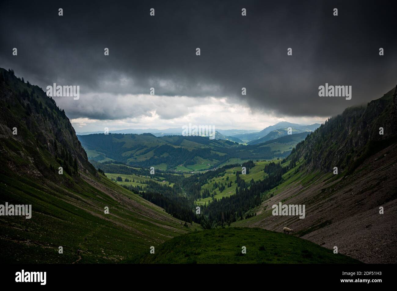 view from Sichle in direction of Eriz on a rainy summer day Stock Photo ...