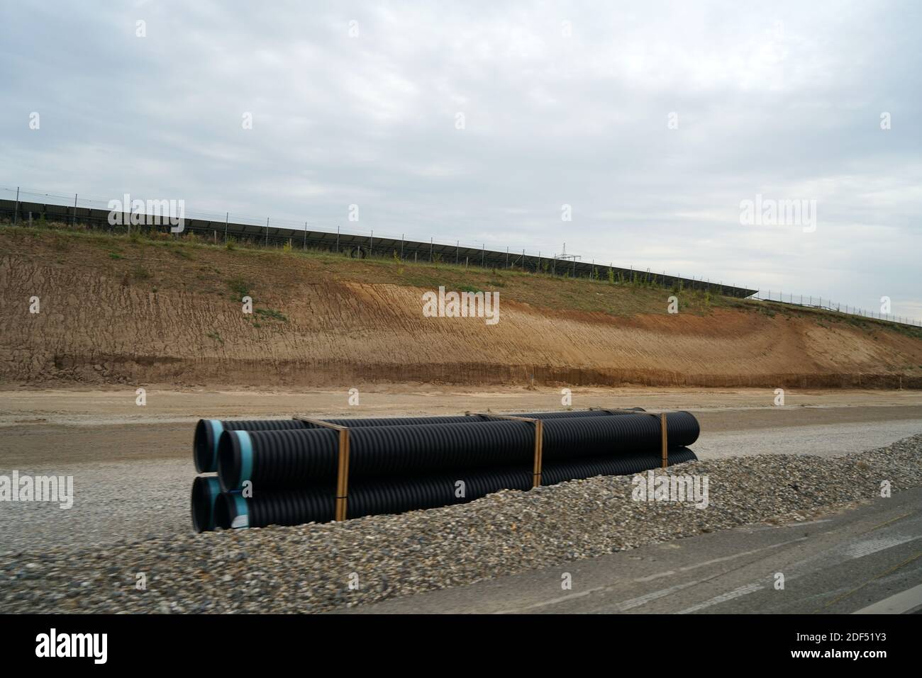 A beautiful shot of construction scenery on the side of the road Stock ...