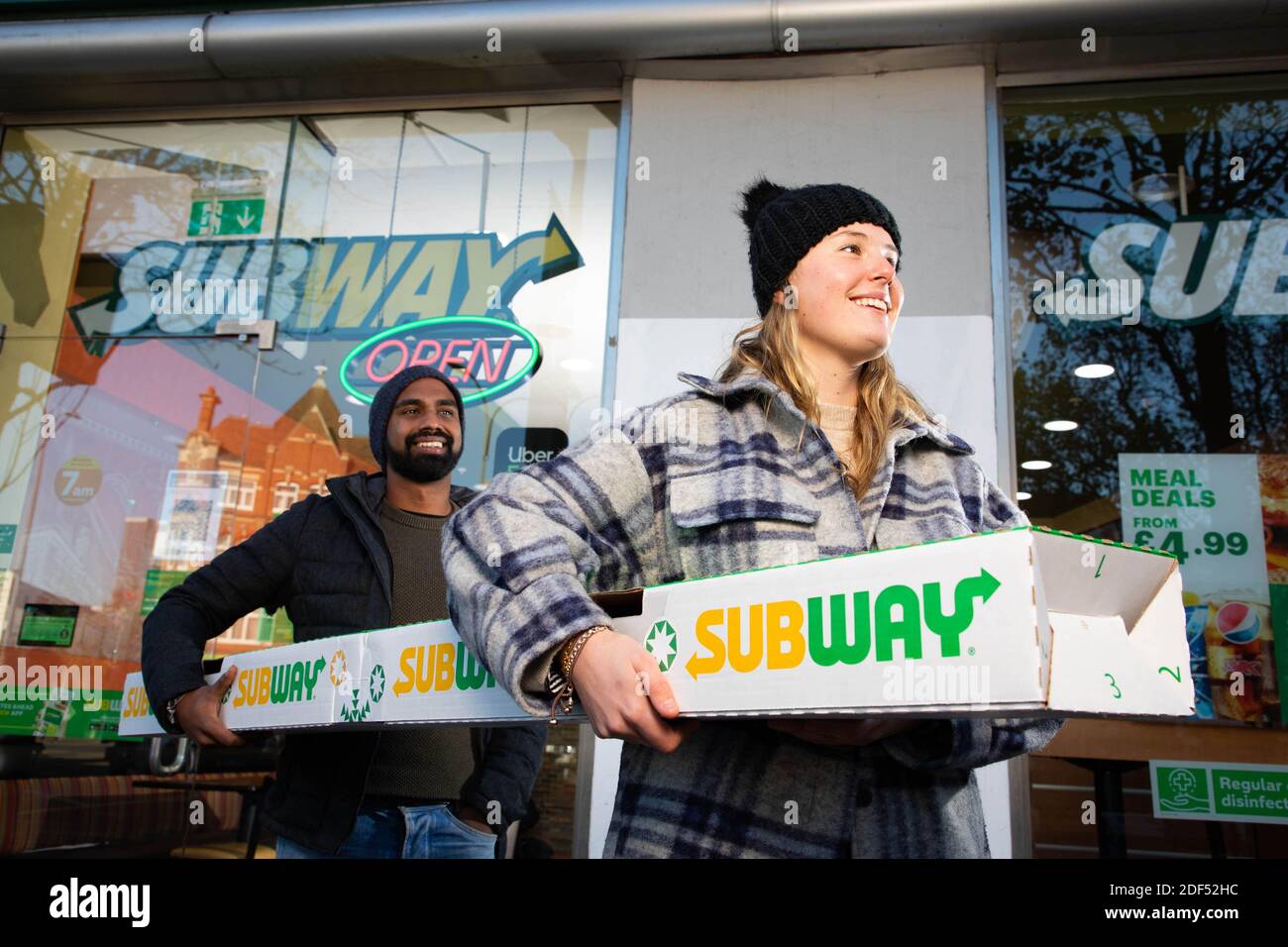 EDITORIAL USE ONLY A 6ft Pig in Blanket Sub sandwich is launched by ...