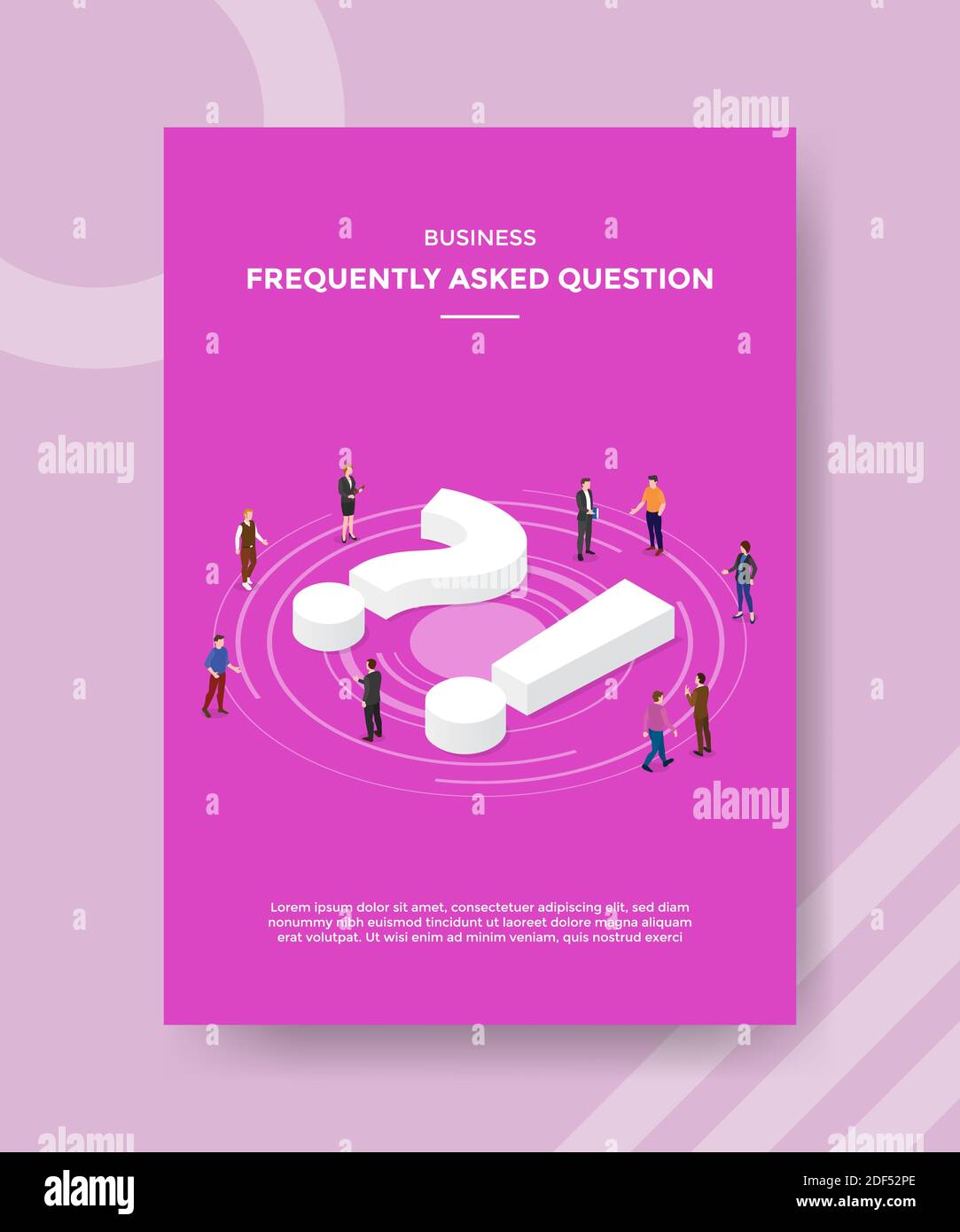 business frequently asked question people standing around question exclamation mark around for ...