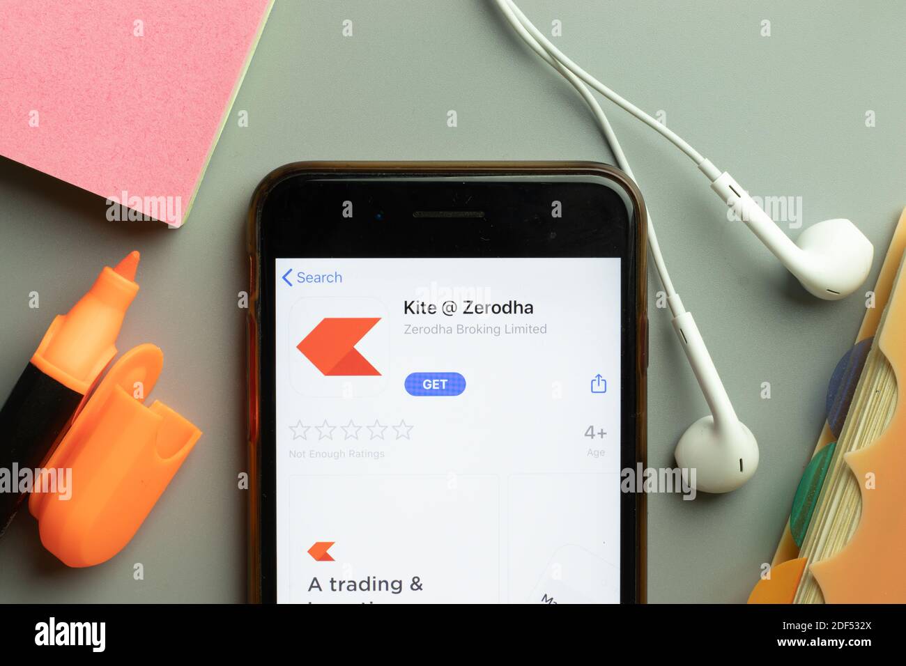 New York, USA - 1 December 2020: Kite Zerodha mobile app icon on phone ...